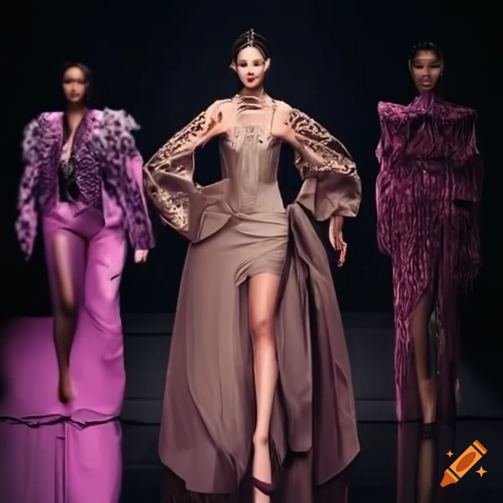 Luxury fashion parade with multiple models on Craiyon