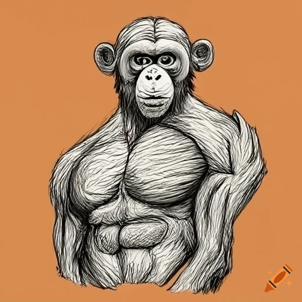 Strong and muscular monkey on Craiyon