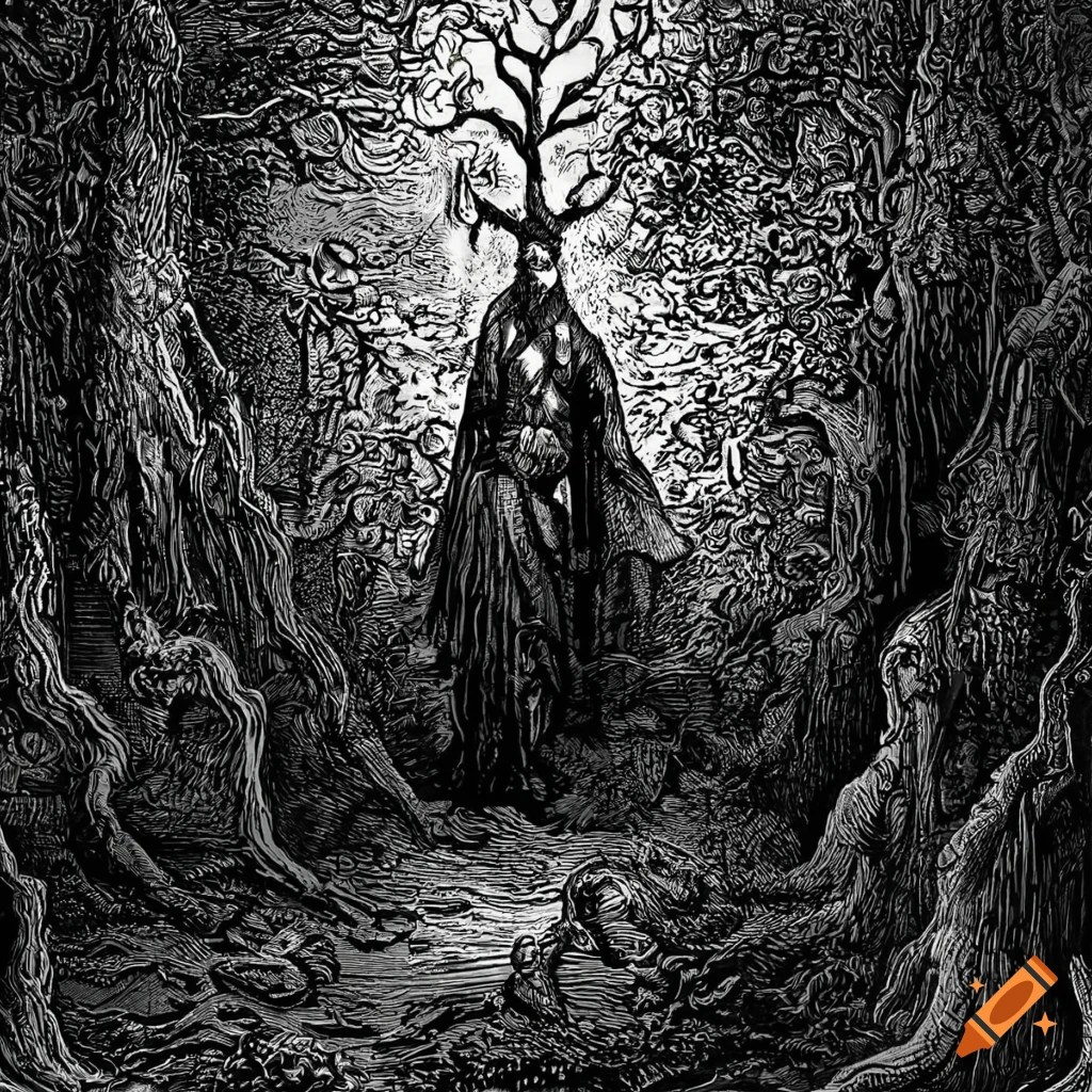 Norse god casting spells surrounded by forest and Nordic runes in the ...