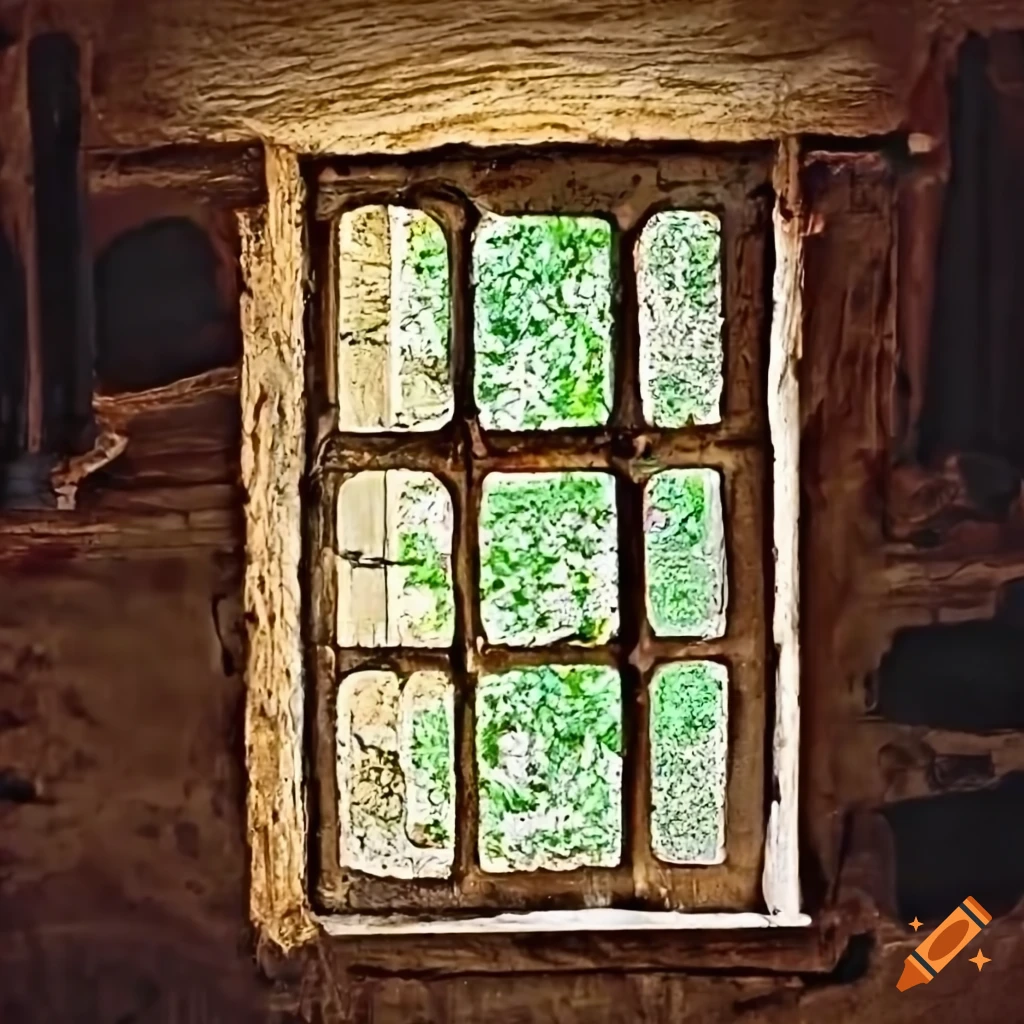 Medieval window view from inside a peasant house on Craiyon