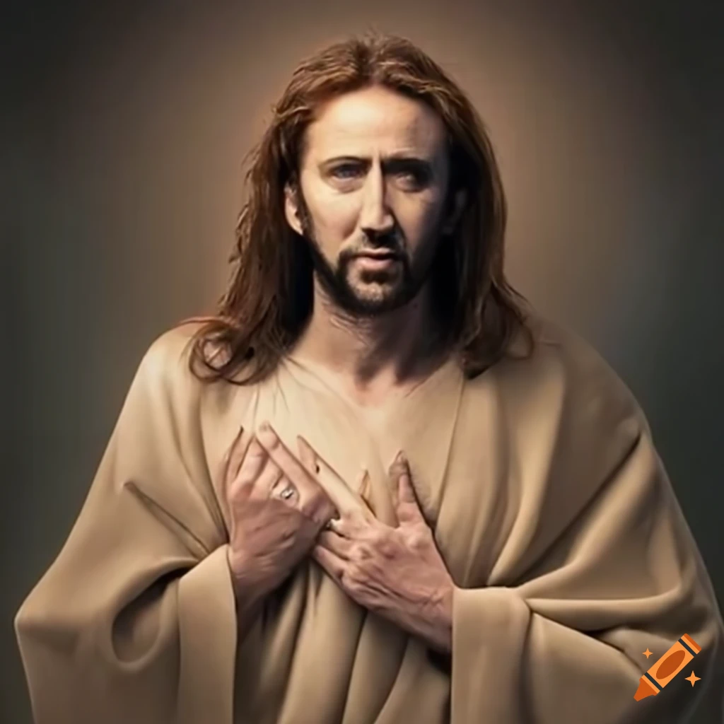 Actor nicolas cage depicted as jesus on Craiyon