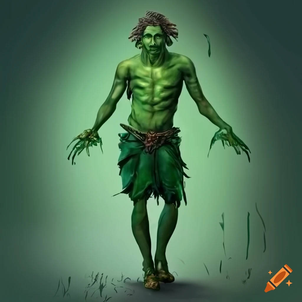 Green half man half plant hybrid on Craiyon