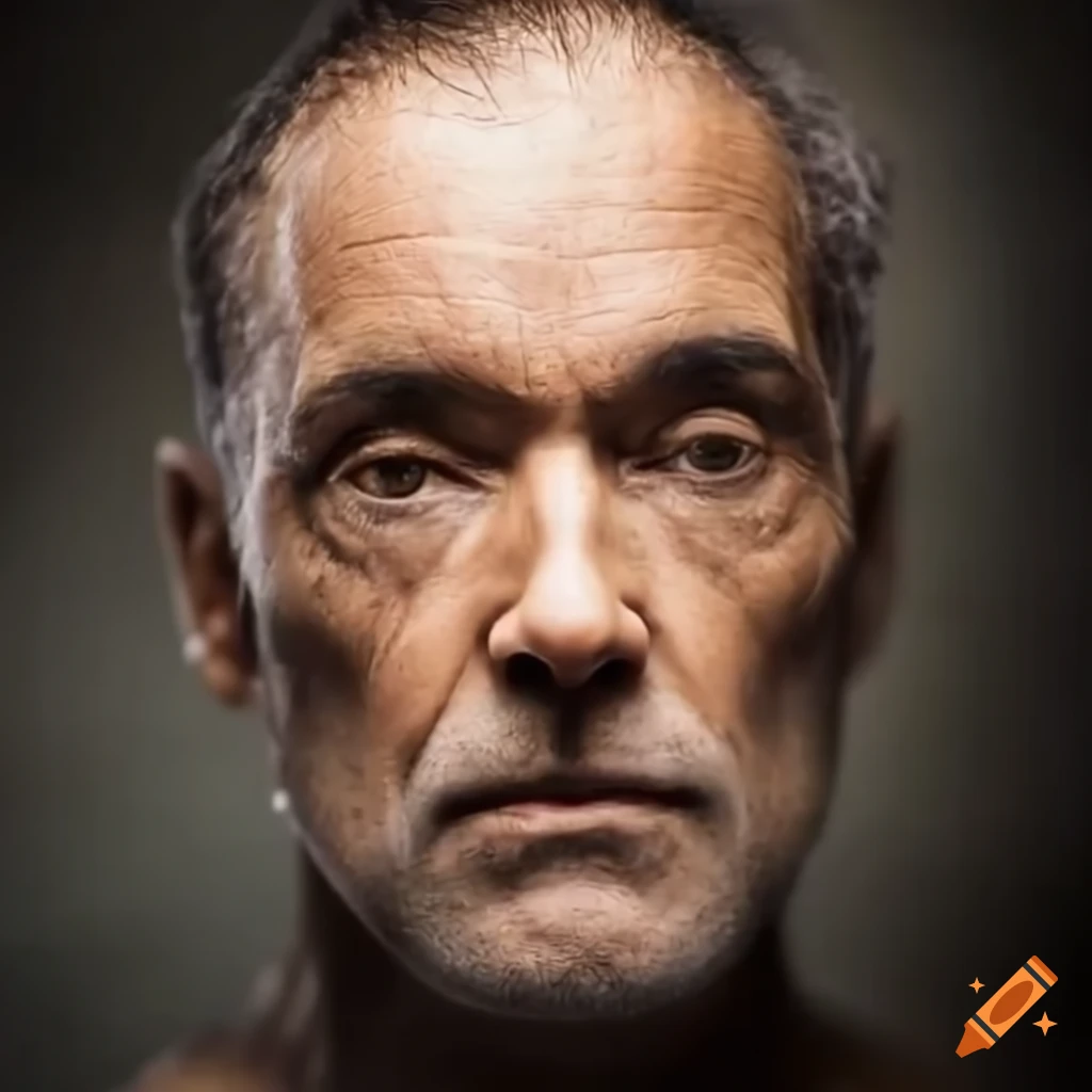 Man with a thin face, slight balding, black hair, and a cold gaze on ...