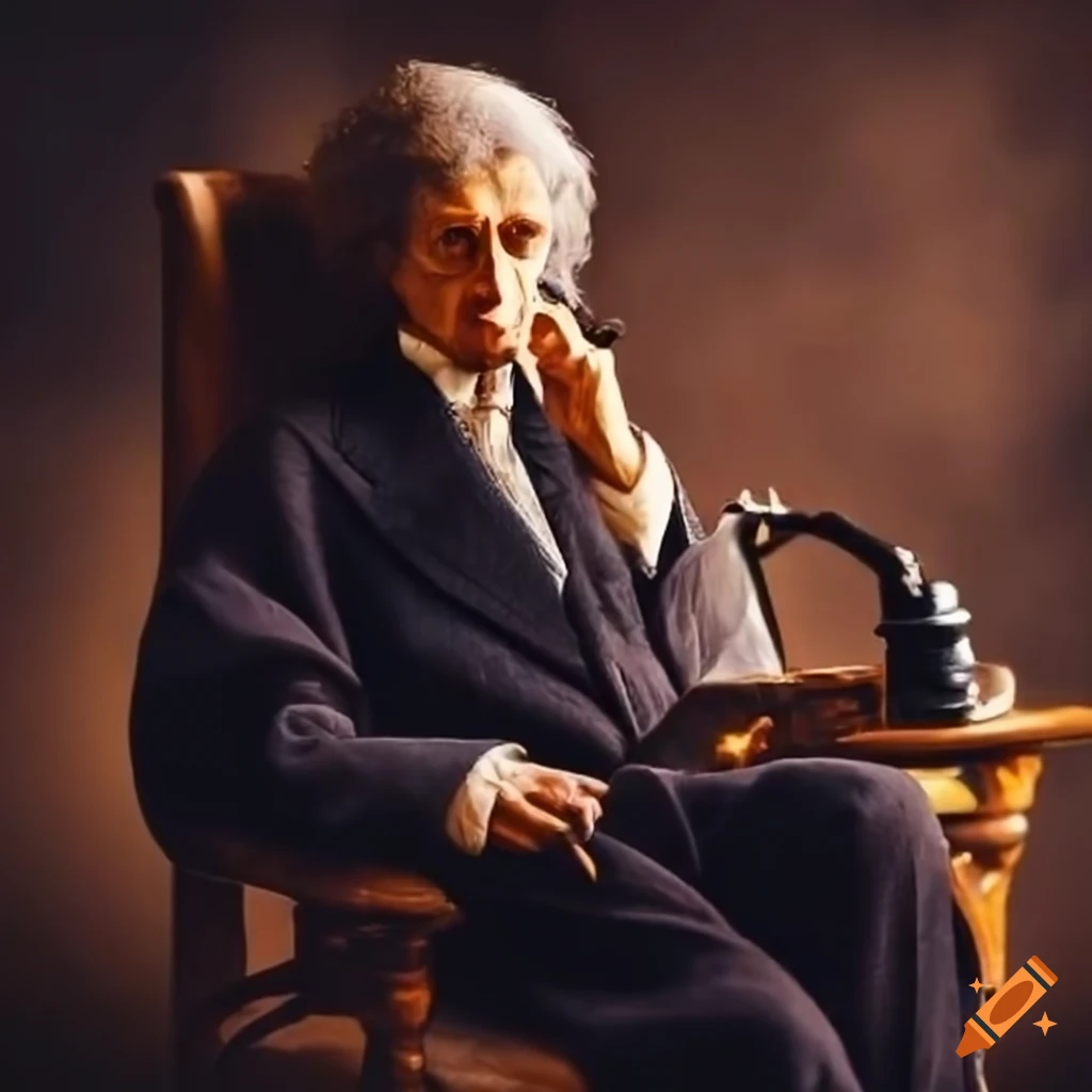 Sir isaac newton with a pipe in his study on Craiyon