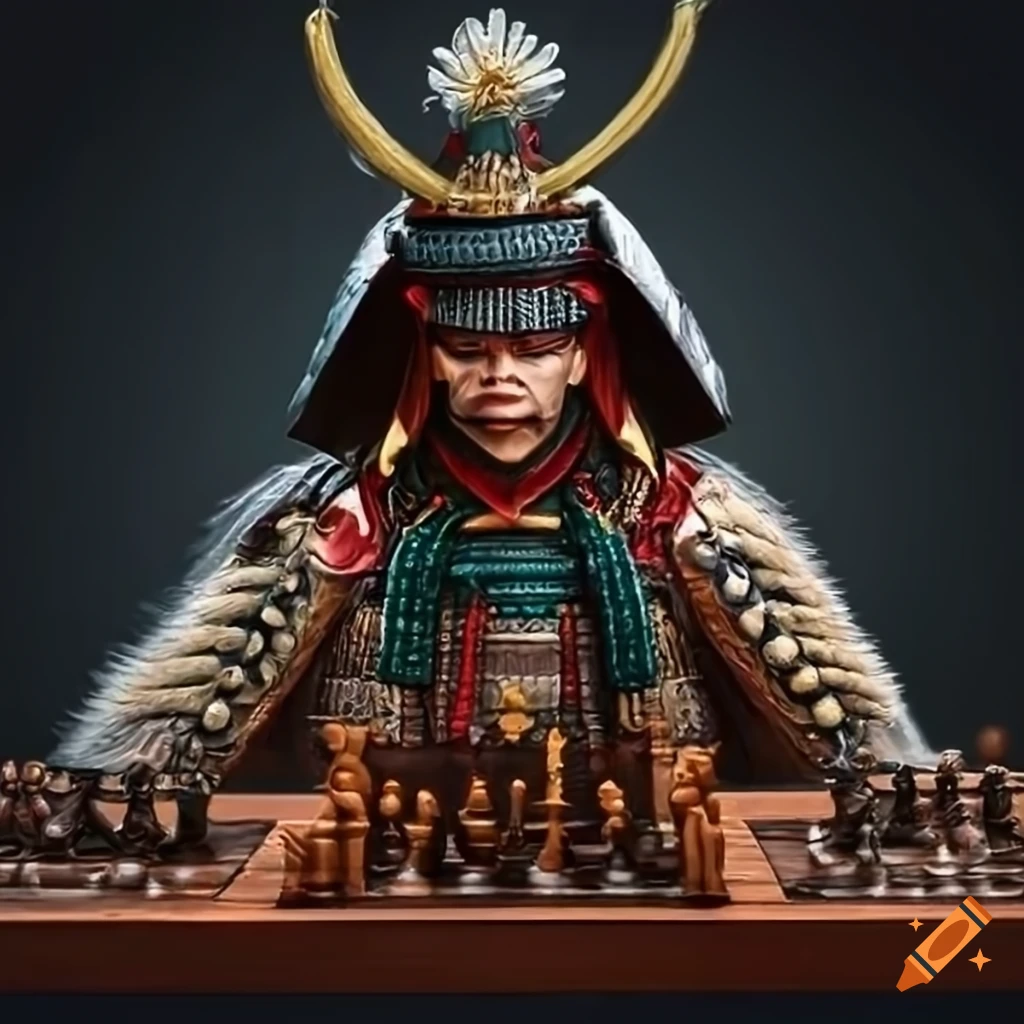 Samurai playing chess on Craiyon