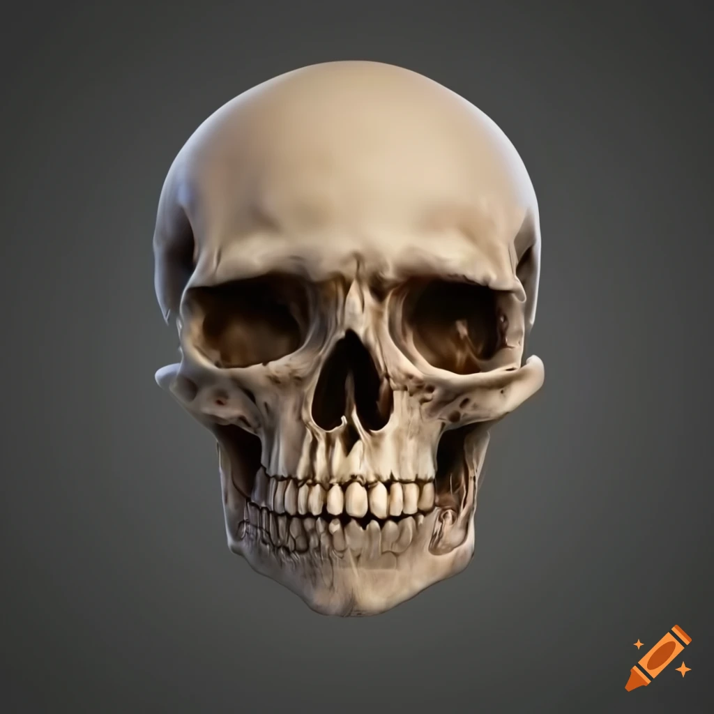 Photorealistic side view skull with a massive grin on Craiyon