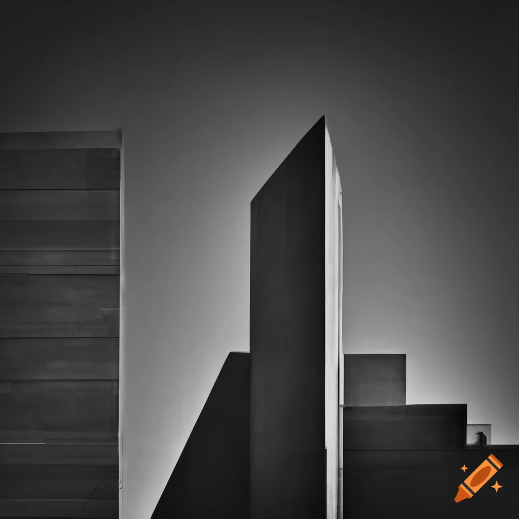 Secluded minimalistic architecture in monochrome, photorealistic interior on Craiyon