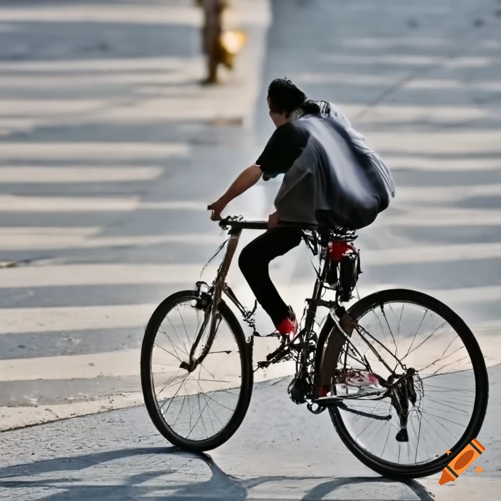 Person straddling a bicycle on Craiyon