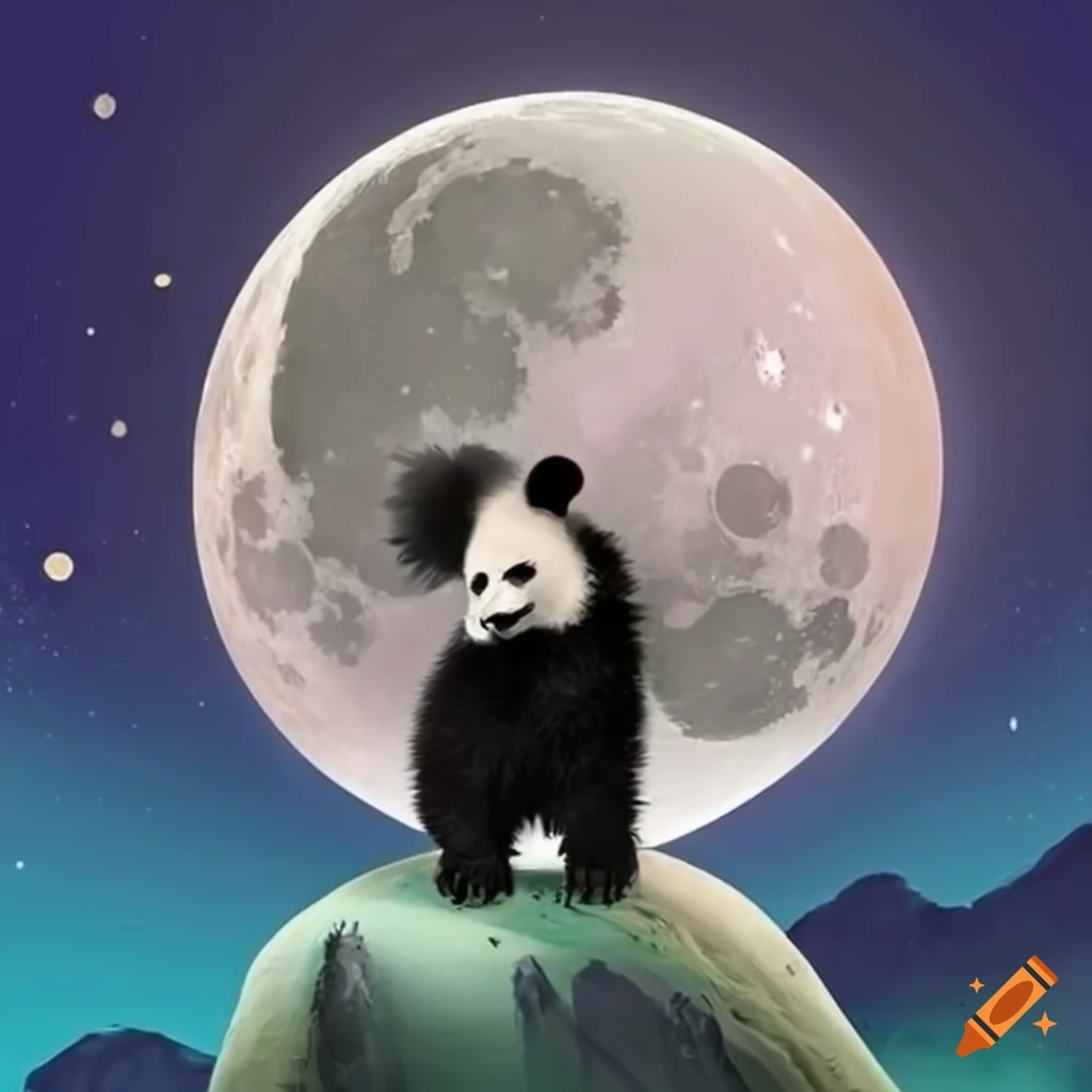 Panda standing on the moon on Craiyon