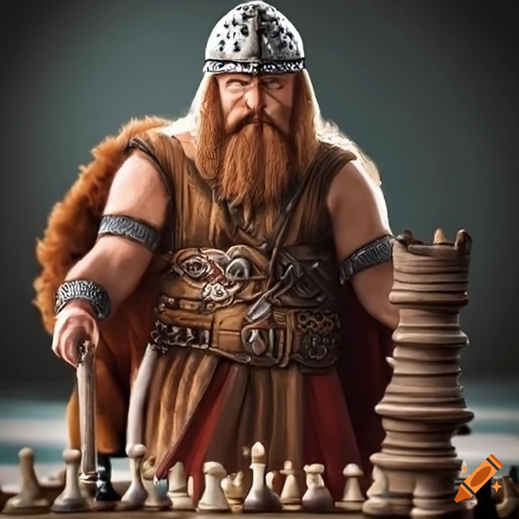 Viking playing chess on Craiyon