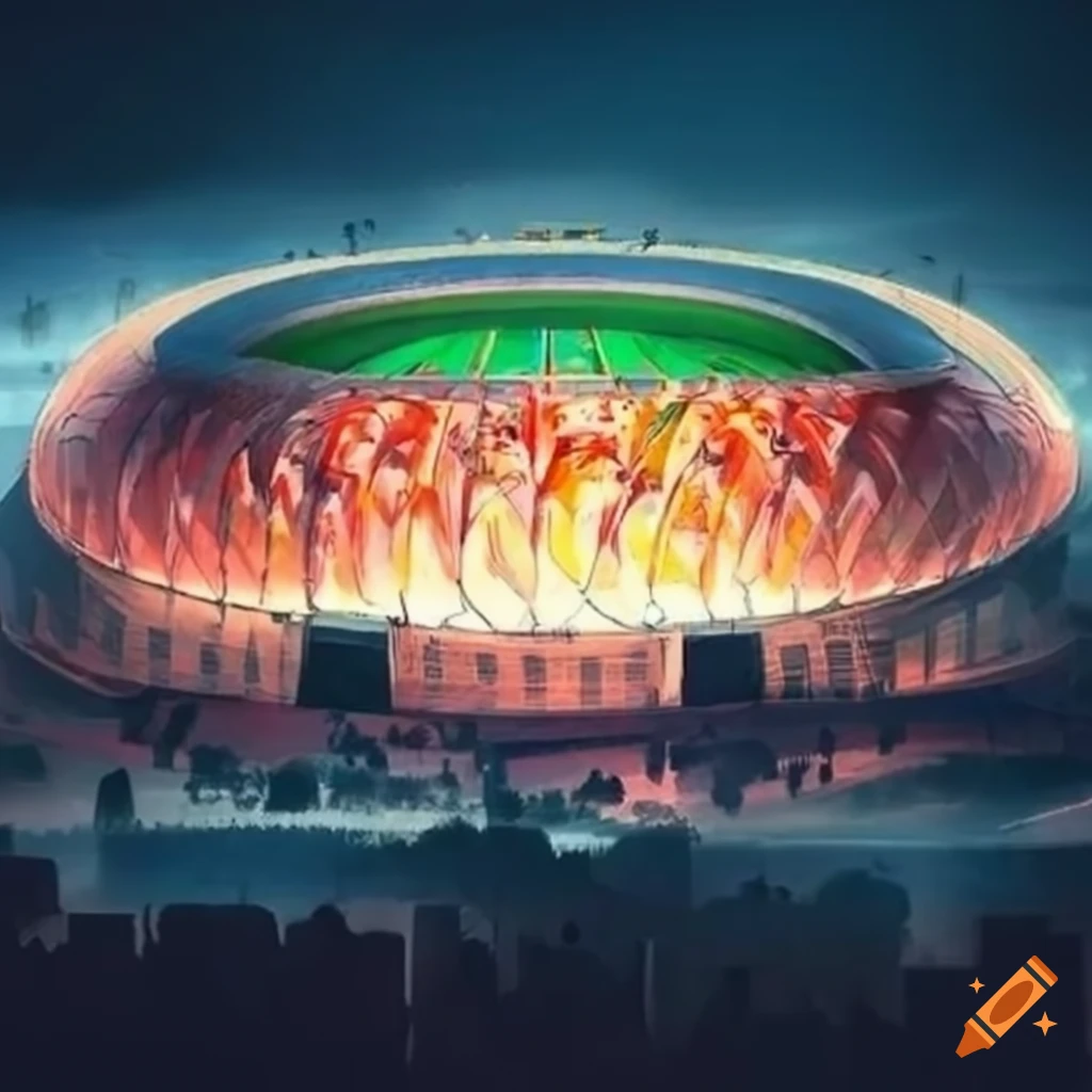 Afcon stadium design with lion head in liberia on Craiyon