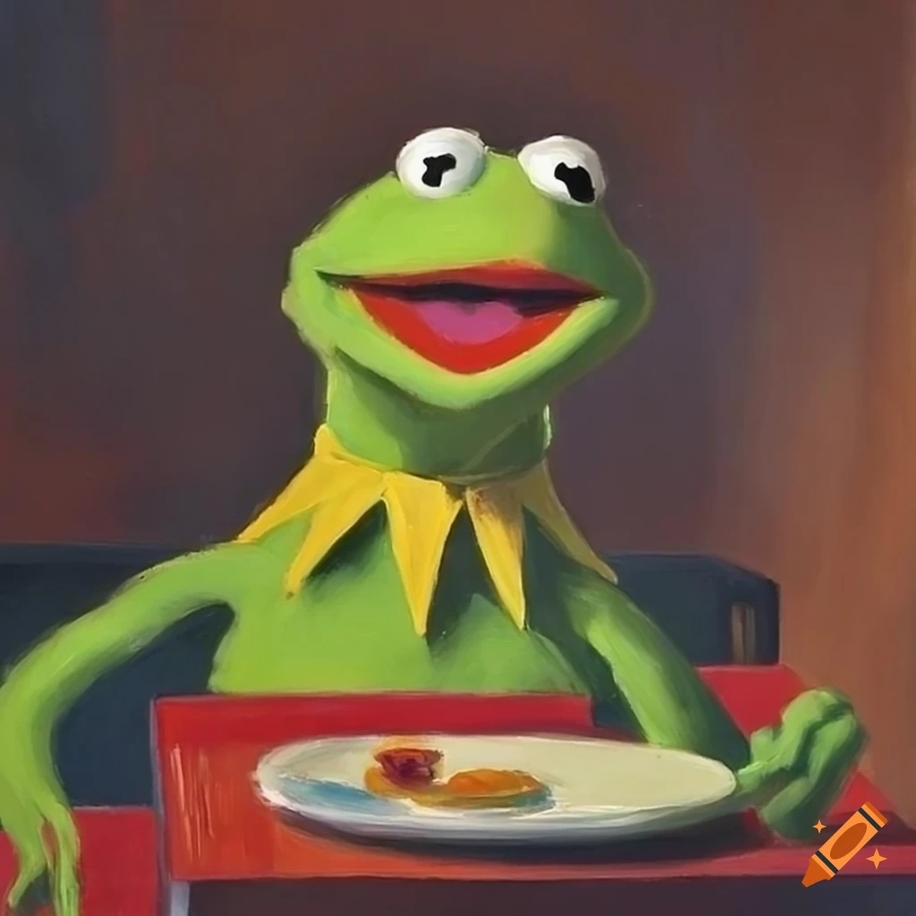 Artistic depiction of Elmo and Kermit the frog in a diner with a 50's ...