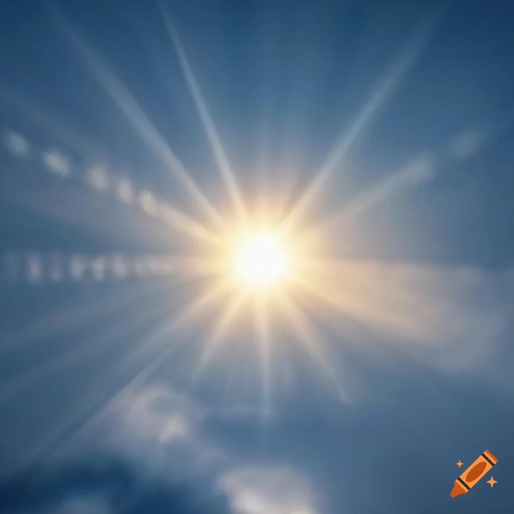 Shiny sky with bright sun on Craiyon