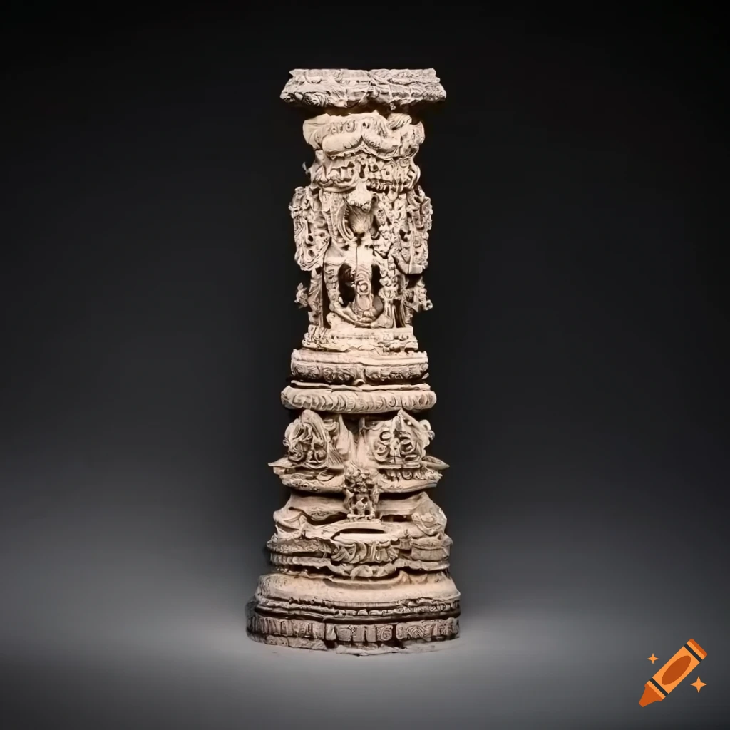 Carved stone pillar in indian style on Craiyon