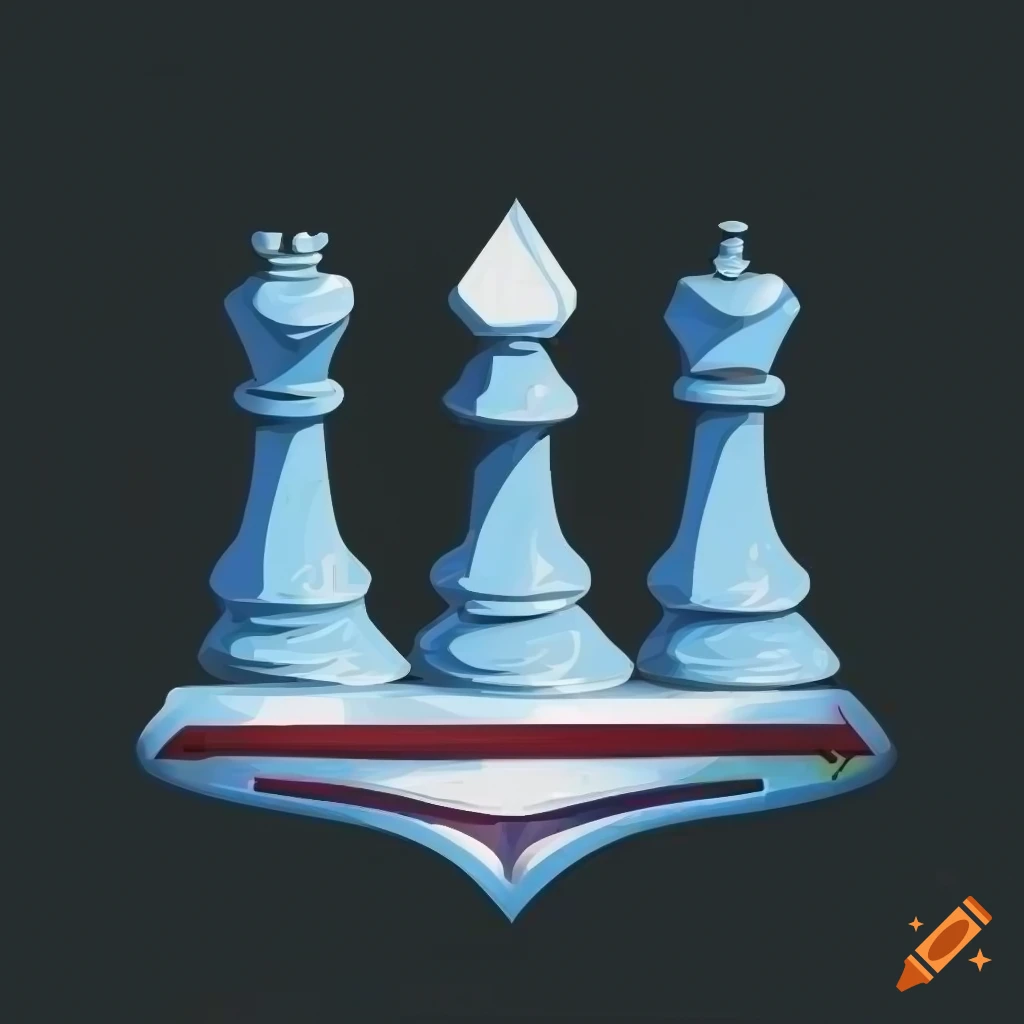 Vector chess pieces arranged on top of a half shield on Craiyon