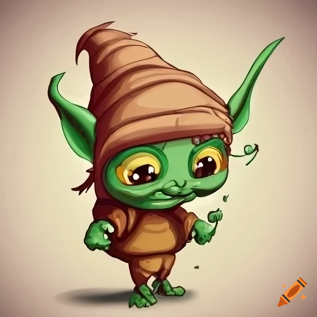 Small cute cartoon goblin creature on Craiyon