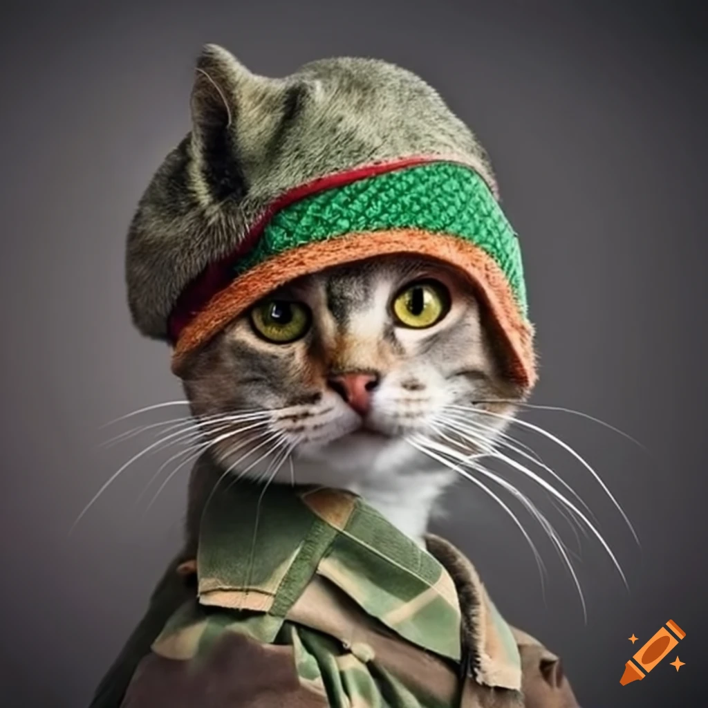 Cat dressed as an italian soldier in a realistic photograph on Craiyon