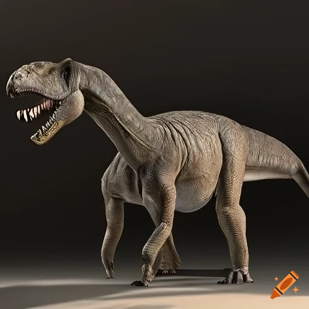 Hefty hadrosaurus dinosaur with intricate colorful pattern in warm ...