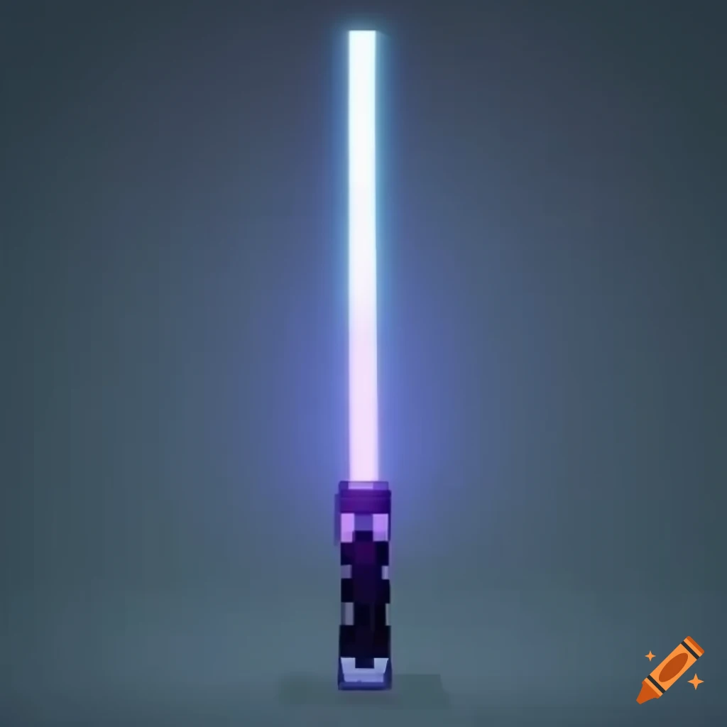 White lightsaber in a minecraft world on Craiyon
