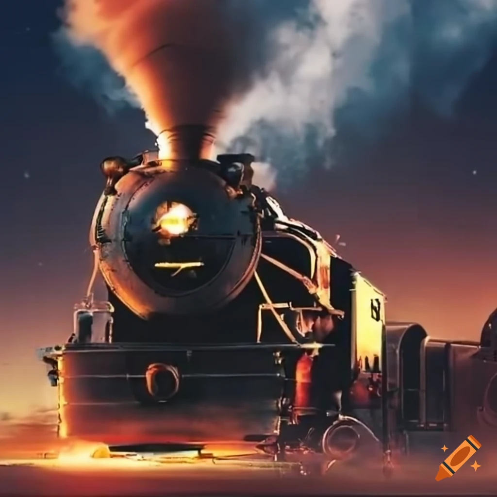 Powerful railroad steam engine on Craiyon