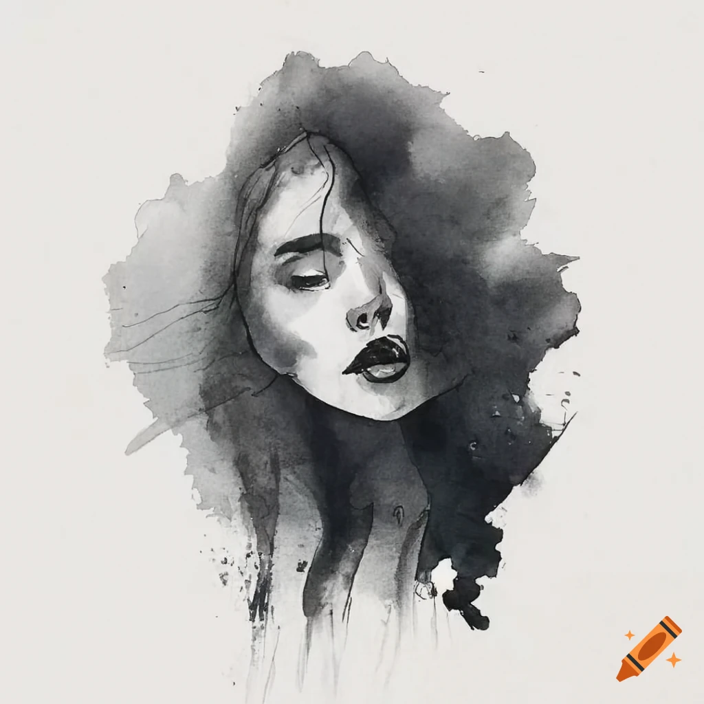Dark abstract watercolor sketch with a burning out theme on Craiyon