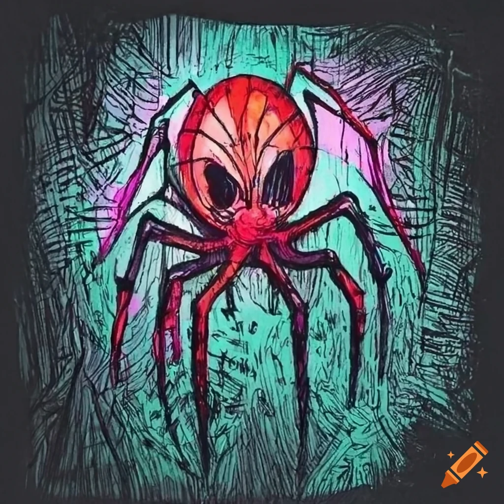 Spider-punk ink drawing on Craiyon