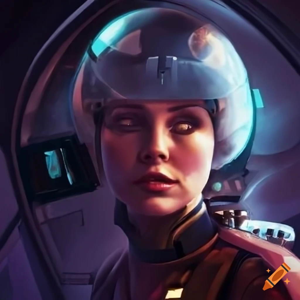 Woman in a spaceship cockpit on Craiyon