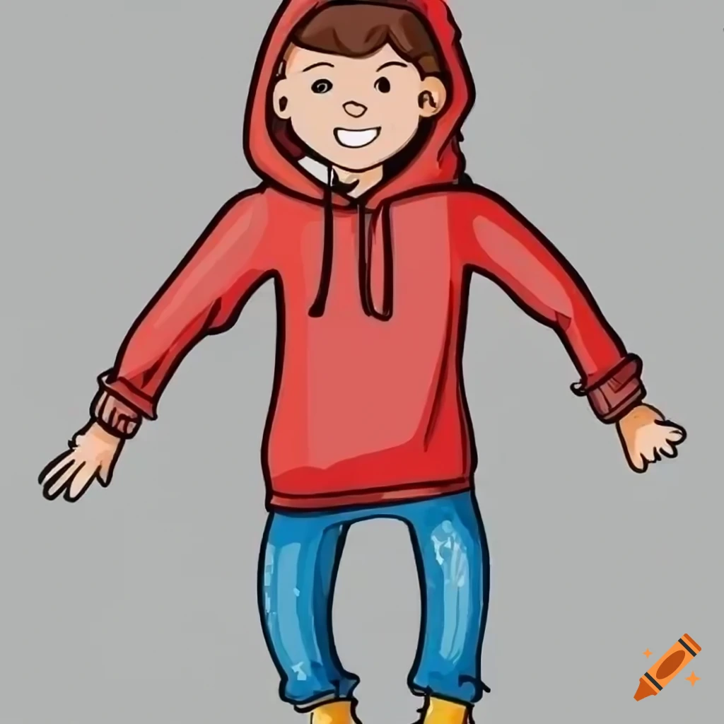 Cartoon man in a hoodie drawn by a kid on Craiyon