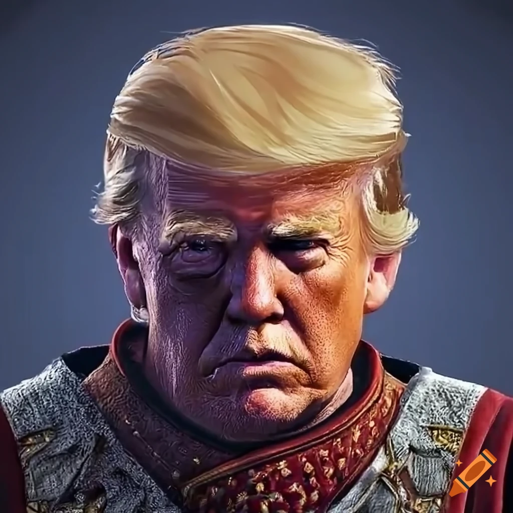 Donald trump speaking in a medieval total war cutscene on Craiyon