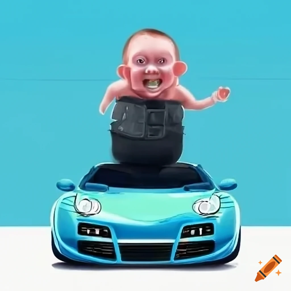 Jumping car with a humorous touch on Craiyon