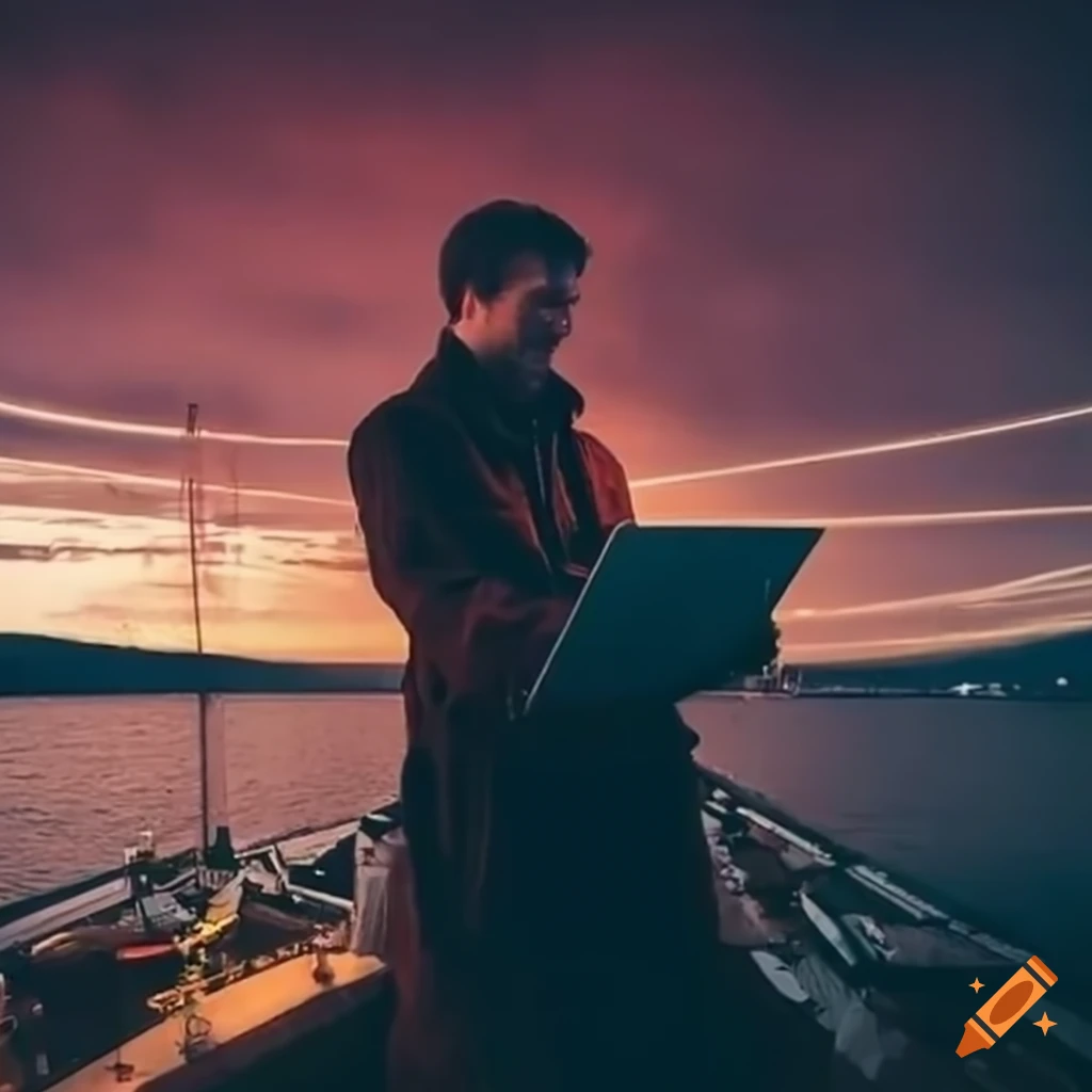 Irish software engineer working on a ship on Craiyon