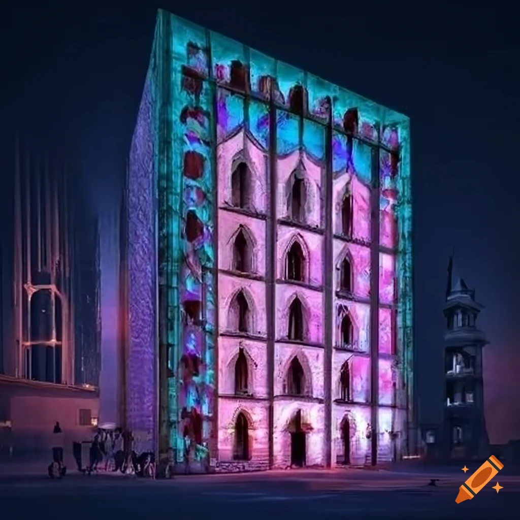 Modern three-story building with integrated shell facade and ...