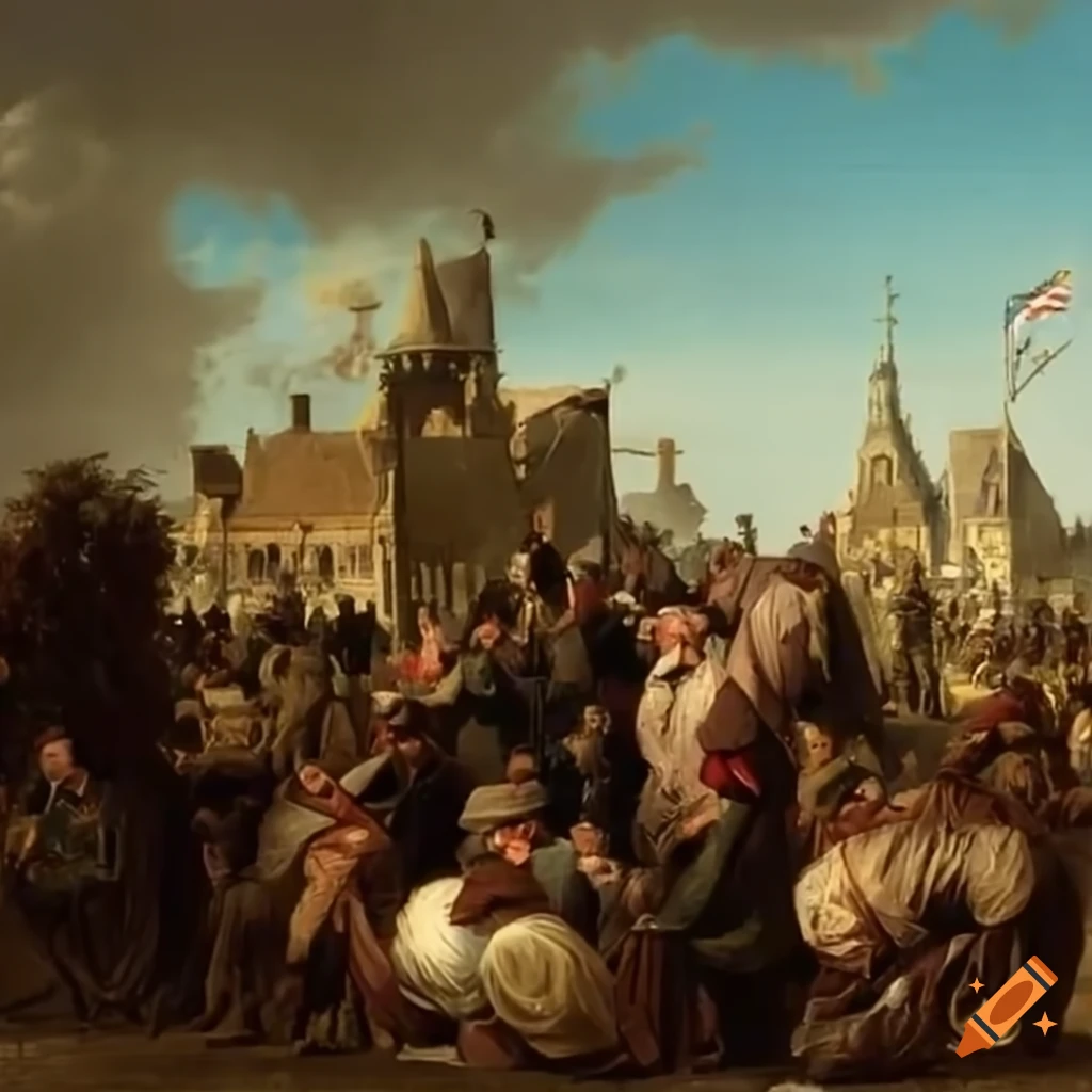 Crowd of french peasants protesting due to taxes on Craiyon