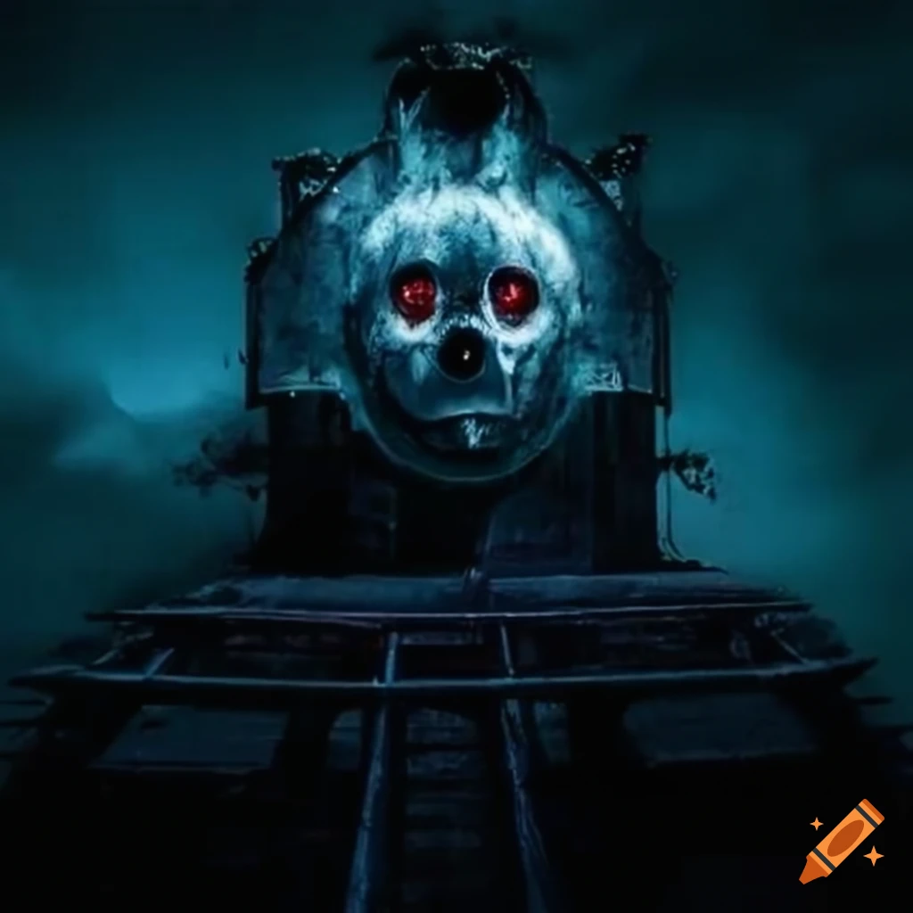 Ghost train traveling through the night on Craiyon