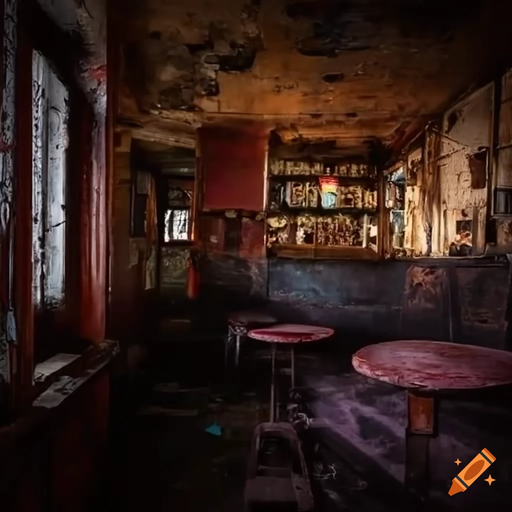 Deserted and run-down bar on Craiyon