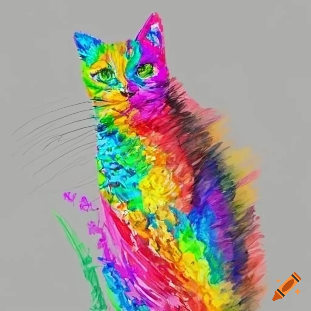 Abstract rainbow cat art on Craiyon