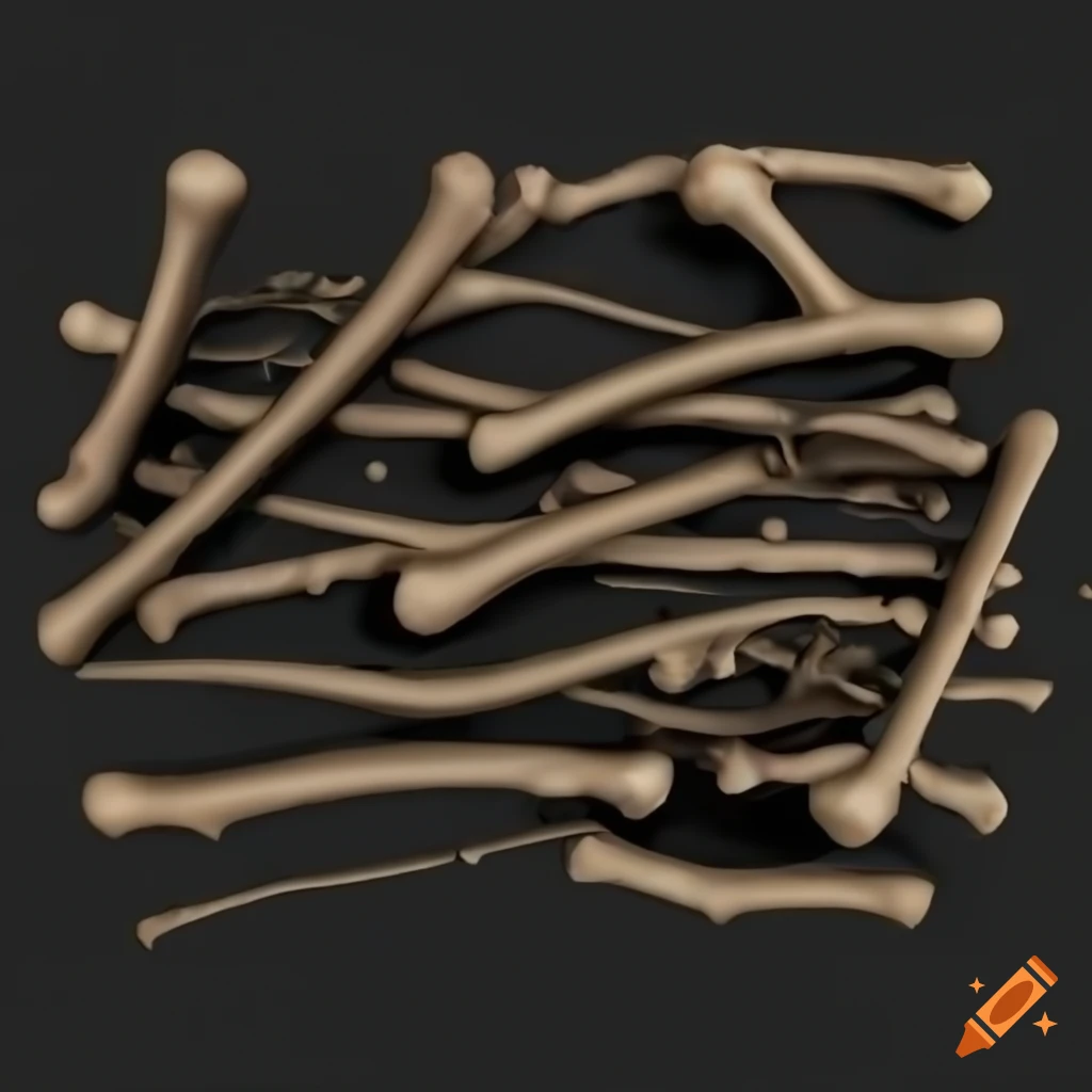Scattered bones in a neutral background 3d model on Craiyon
