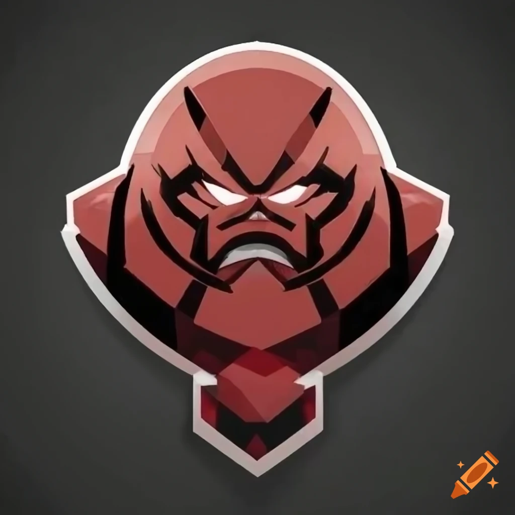 Juggernaut logo in crimson, black, and tan colors on Craiyon