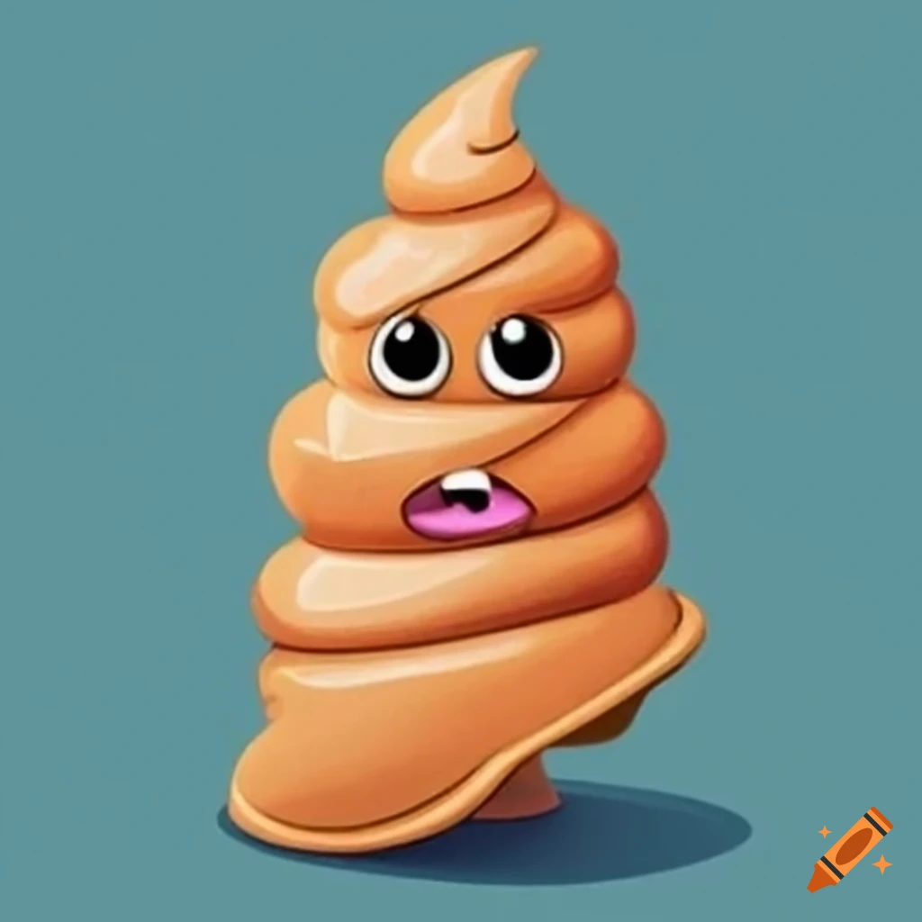 A sad cartoon toilet with a funny poo on Craiyon