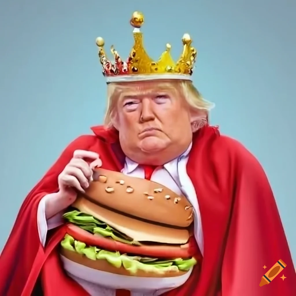 Satirical depiction of a person in royal robes with a crown sitting on ...