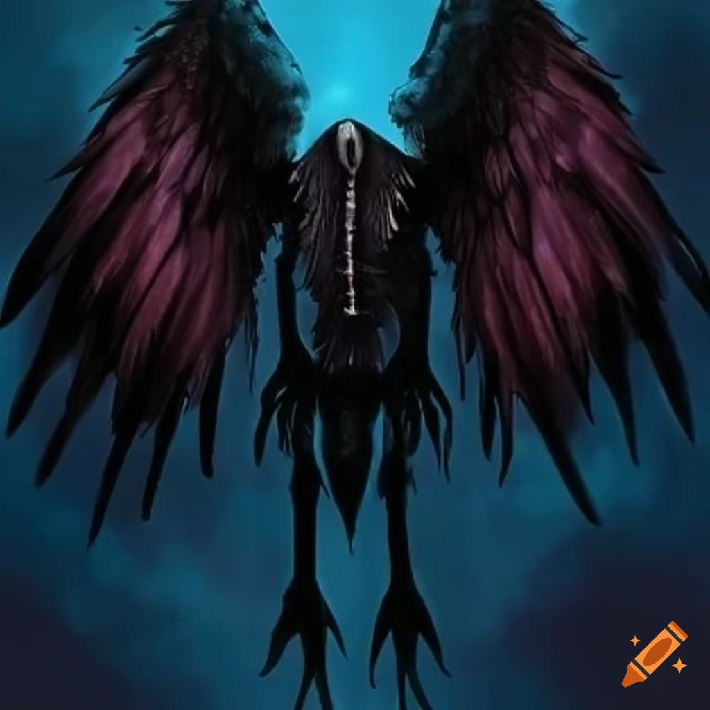 Amorphous, skeletal and membranous black wings on Craiyon