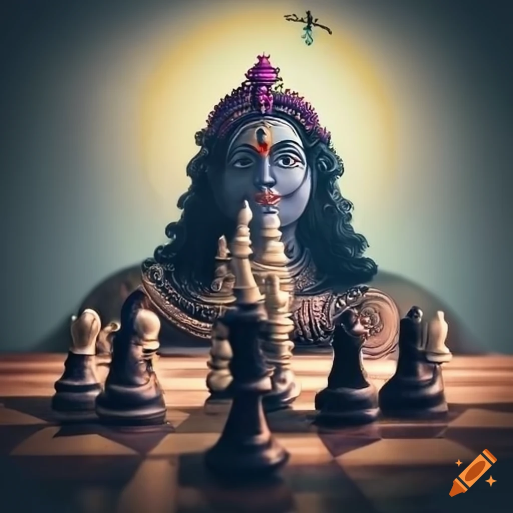 Indian god playing chess on Craiyon