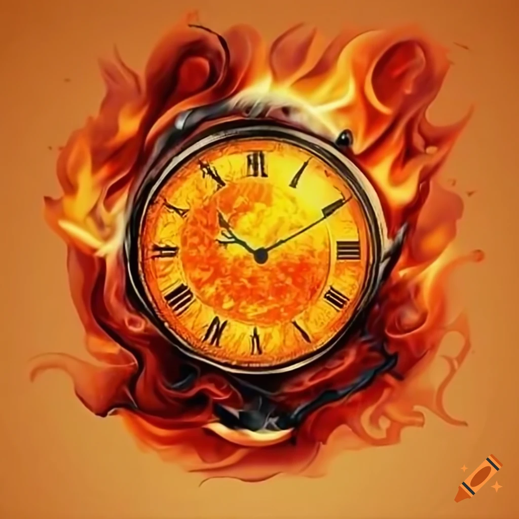 Burning clock on Craiyon