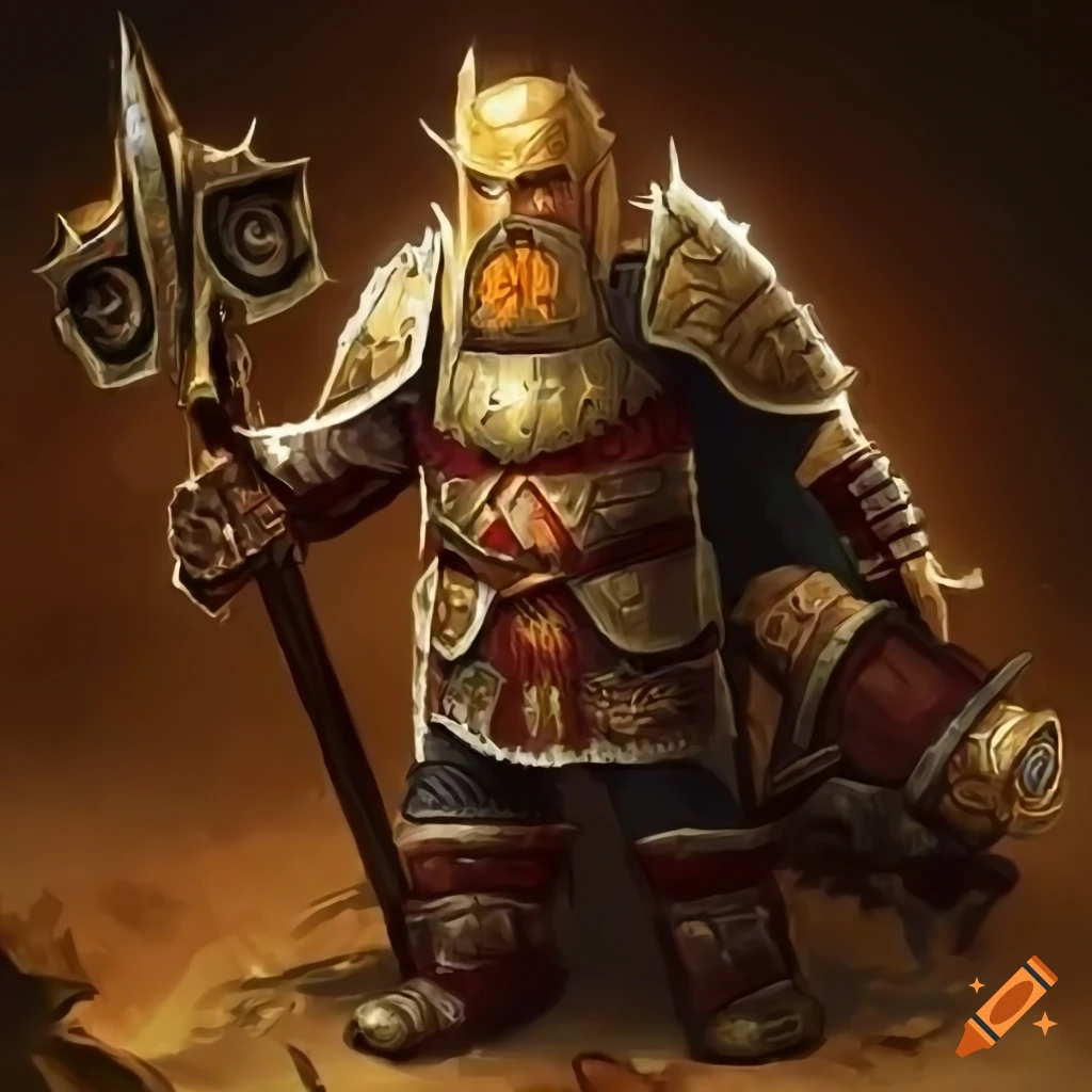 Epic adventurer in dwarven armor with scrolls, ready for exploration on ...