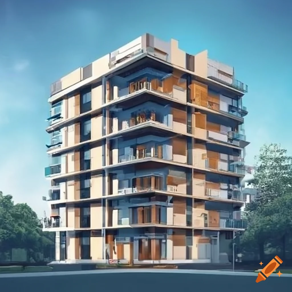 Apartment complex building on Craiyon