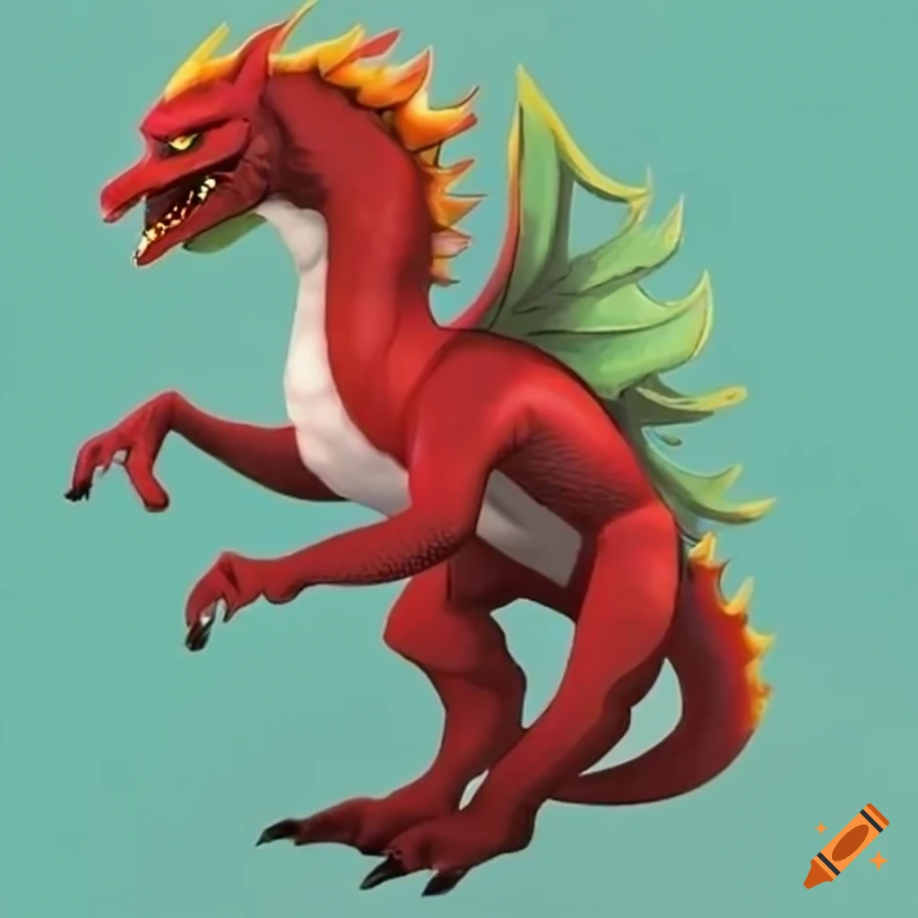 Small red friendly dragon on Craiyon