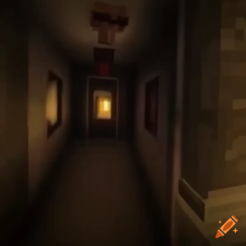 Scary scene from minecraft with a scary mod on Craiyon