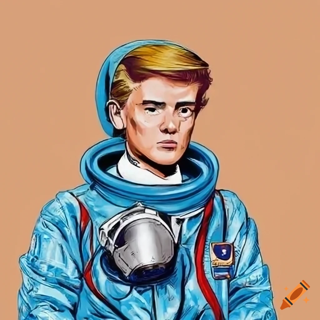 Vintage comic style illustration of a young donald trump in an ...