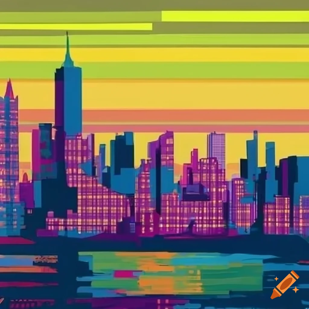 Simplistic pop art of the chicago skyline on Craiyon