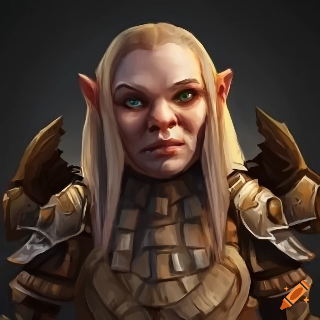 Portrait of a female dwarf armorer on Craiyon
